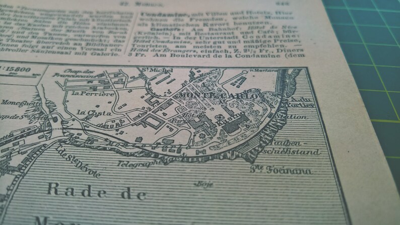 1892 Vintage Map of Monaco - Etsy