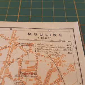 1908 Vintage Moulins Map - Etsy