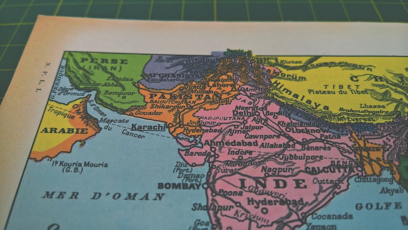 1956 Vintage Map of India & Southeast Asia - Etsy