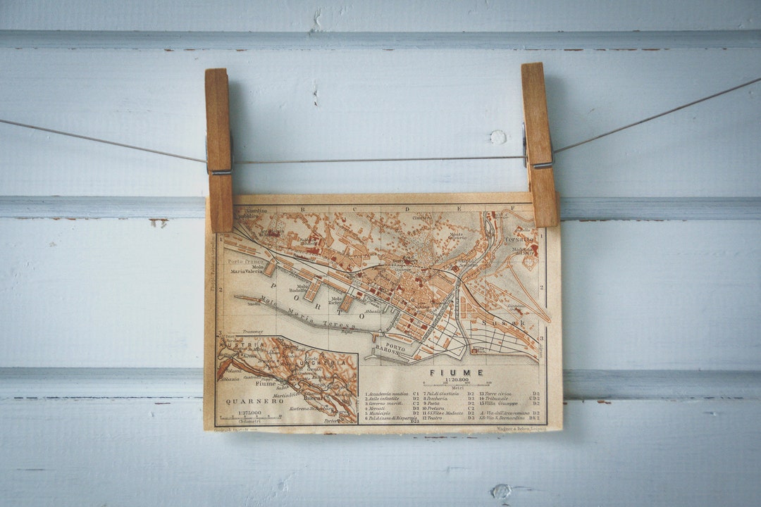 1911 Vintage Rijeka Map - Etsy
