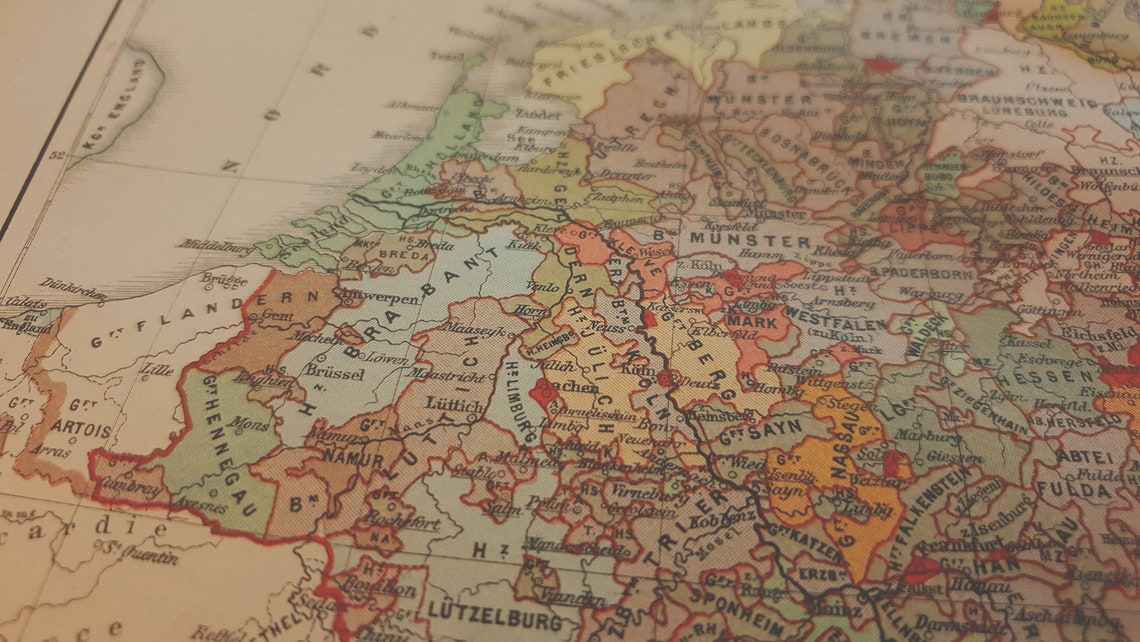1907 Vintage Map of Germany in 14th Century | Etsy