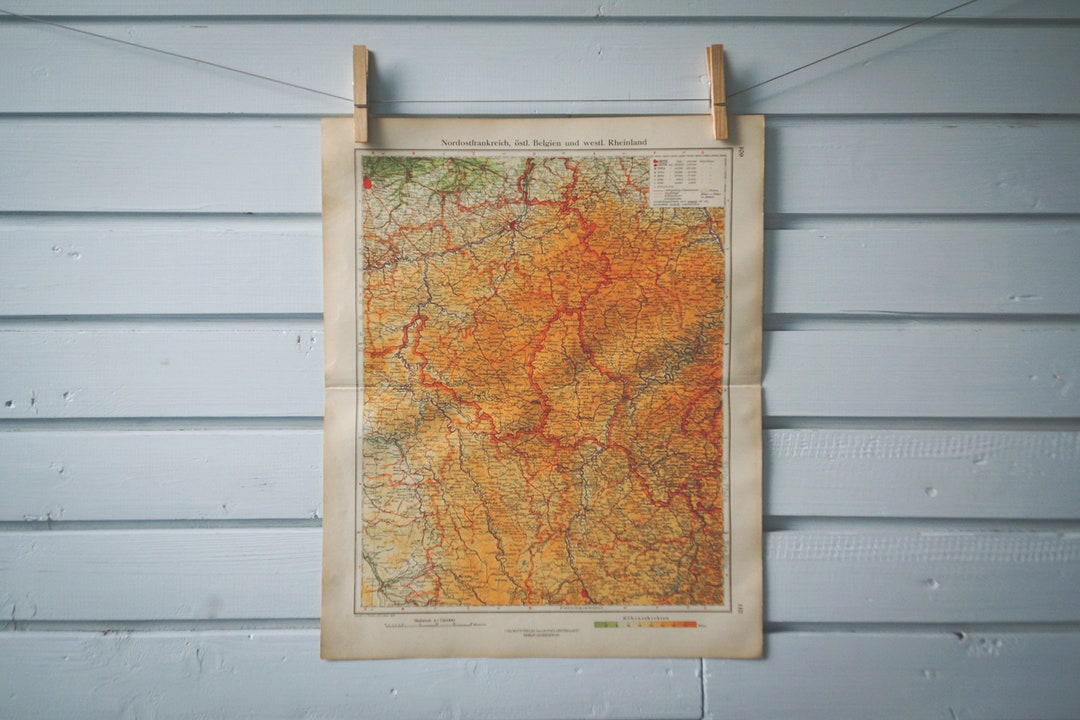 1928 Vintage Map of West France & Germany Rhineland - Etsy UK