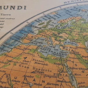 1916 Vintage World Hemispheres Map - Etsy