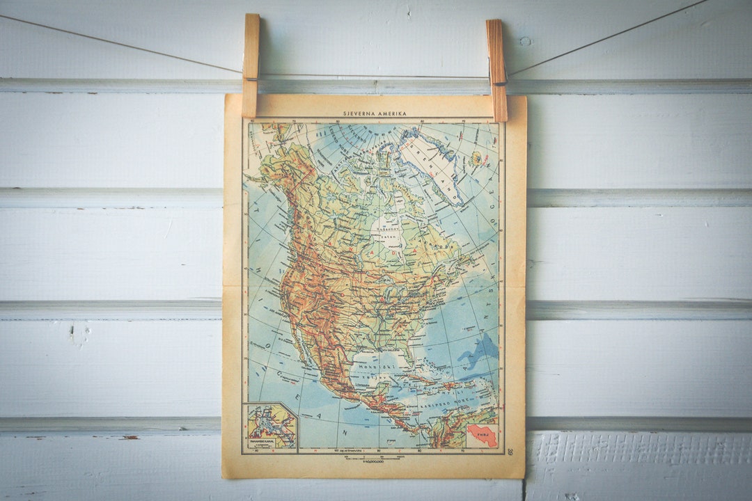 1956 Vintage North America Map - Etsy