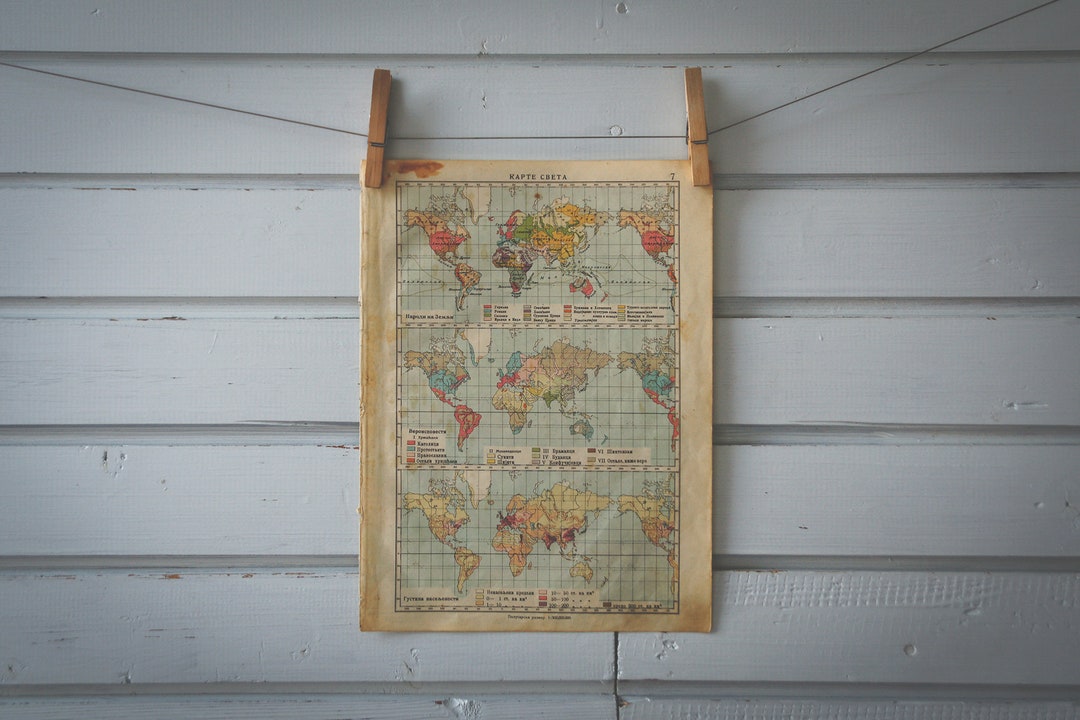 1930 Vintage Demographic Map of the World - Etsy