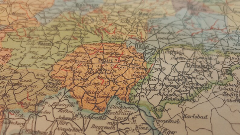 1907 Vintage Railways Map of Germany | Etsy