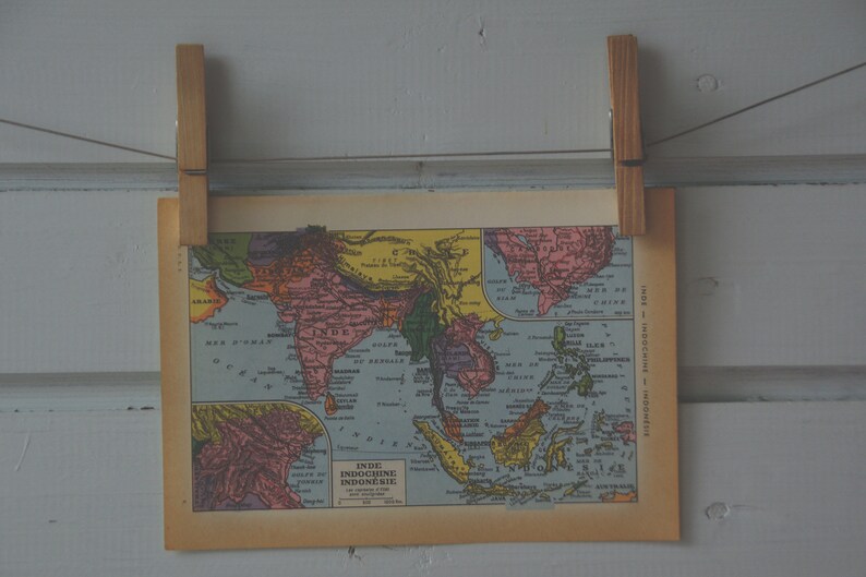 1956 Vintage Map of India & Southeast Asia - Etsy