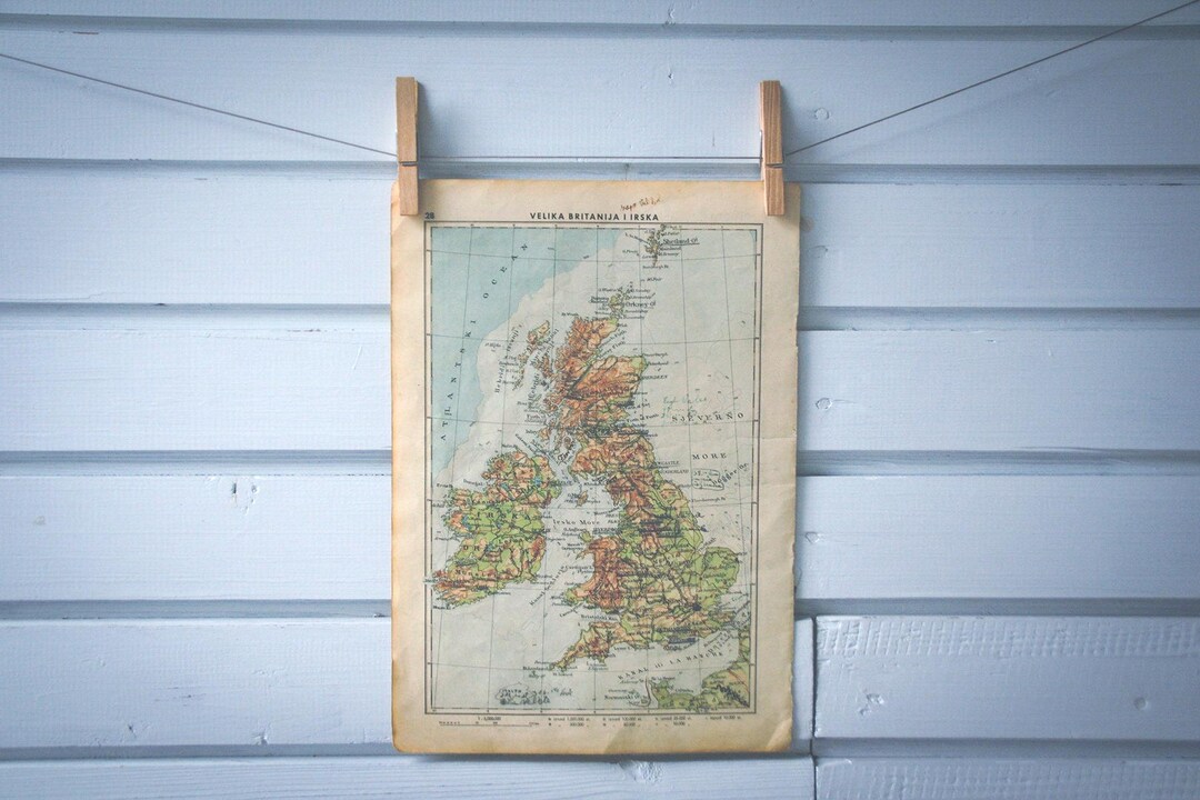 1939 Vintage Map of United Kingdom & Ireland - Etsy