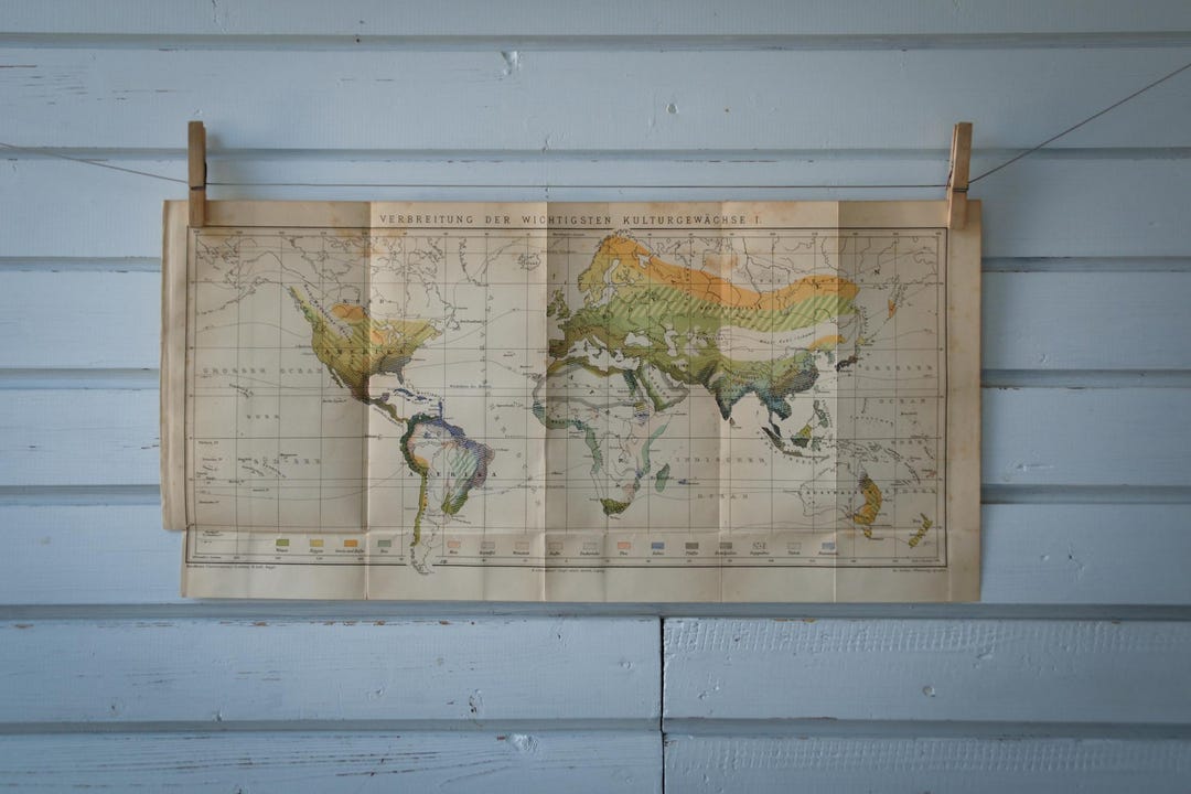 1887 Vintage Crops Distribution Map of the World - Etsy
