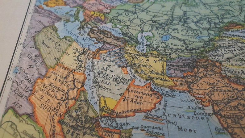 1936 Vintage Map of Asia - Etsy