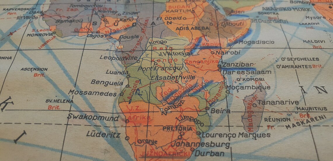 1958 Vintage World Map - Etsy