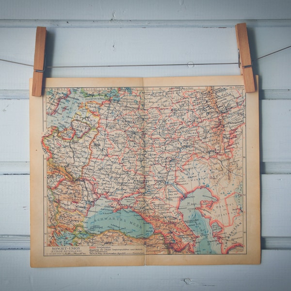 Vintage Map of Russia - Etsy