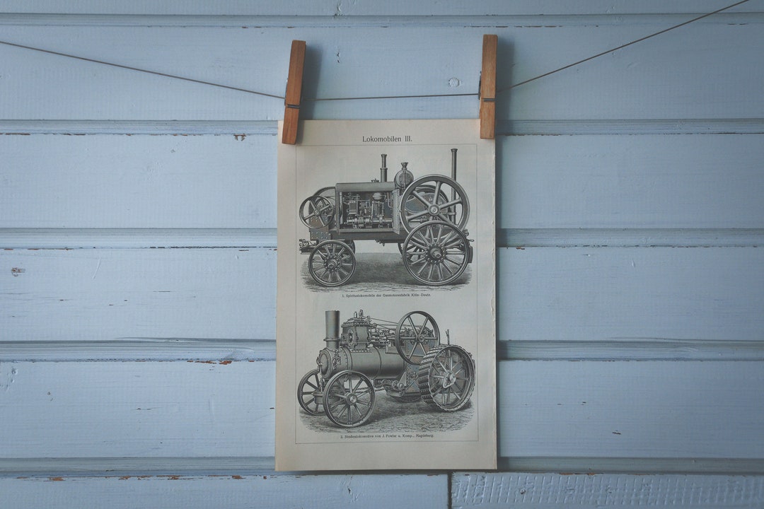 1907 Vintage Steam Tractor Lithograph Illustration - Etsy