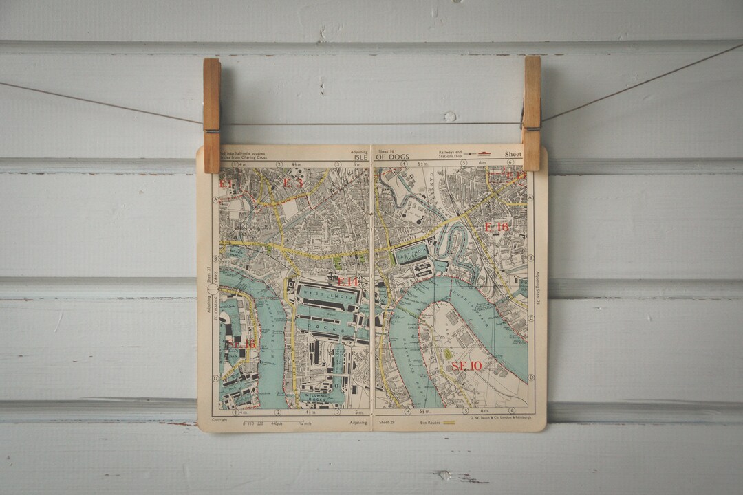 1950s Vintage Isle of Dogs Map - Etsy
