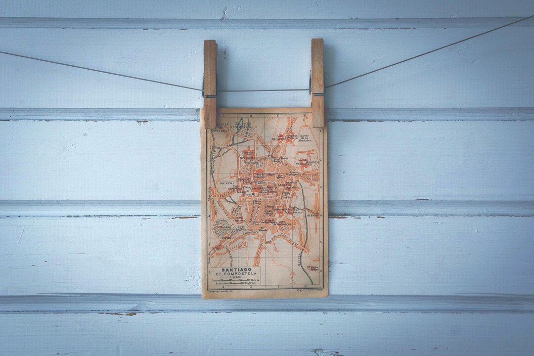 1901 Vintage Santiago De Compostela Map - Etsy