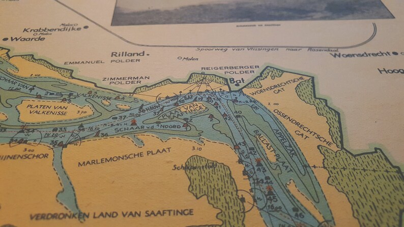 1941 Vintage Map of River Schelde - Etsy