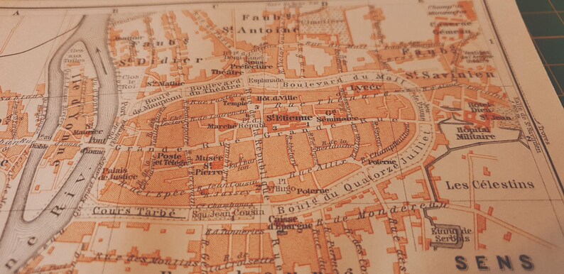 1908 Vintage Sens Map | Etsy