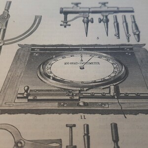 1907 Vintage Technical Drawing Instruments Lithograph Illustration - Etsy