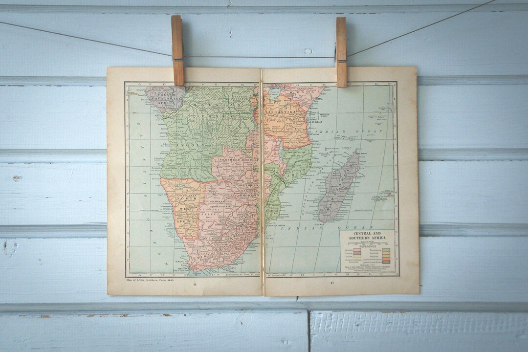 1923 Vintage Central & South Africa Map - Etsy