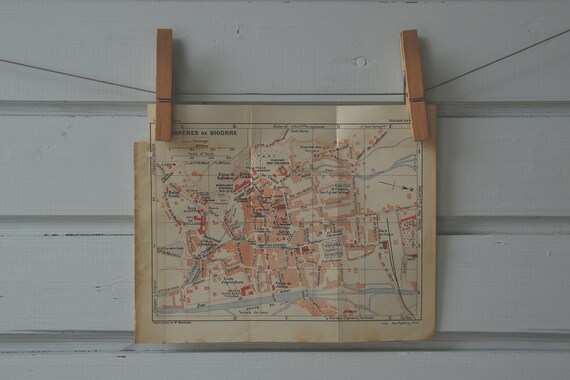 1925 Vintage Bagnères-de-bigorre Map | Etsy