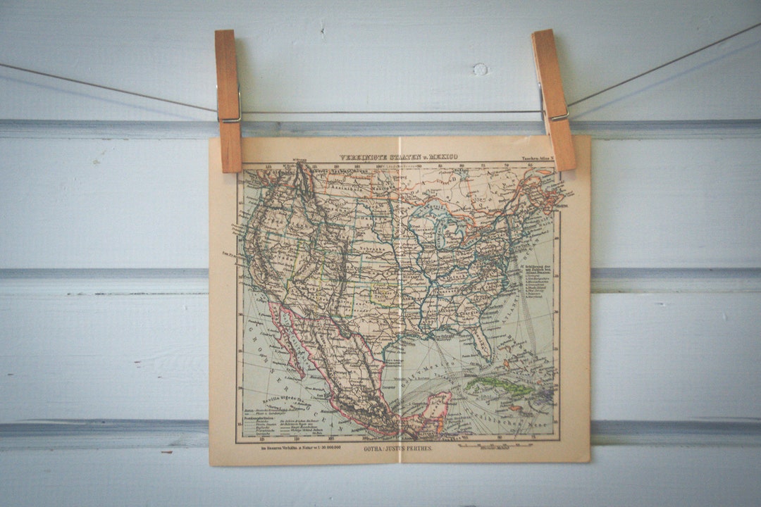 1893 Vintage USA Map - Etsy