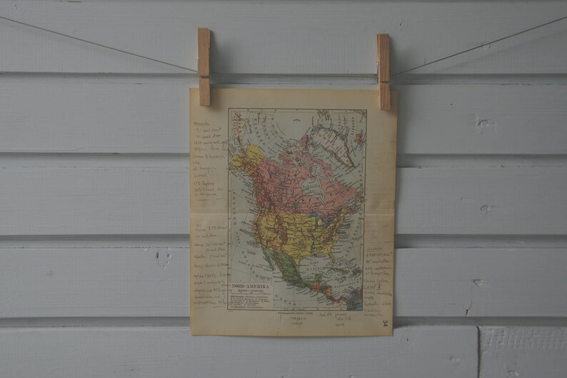 1936 Vintage North America Map | Etsy