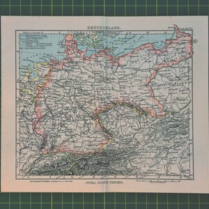 1893 Vintage Map of Germany - Etsy