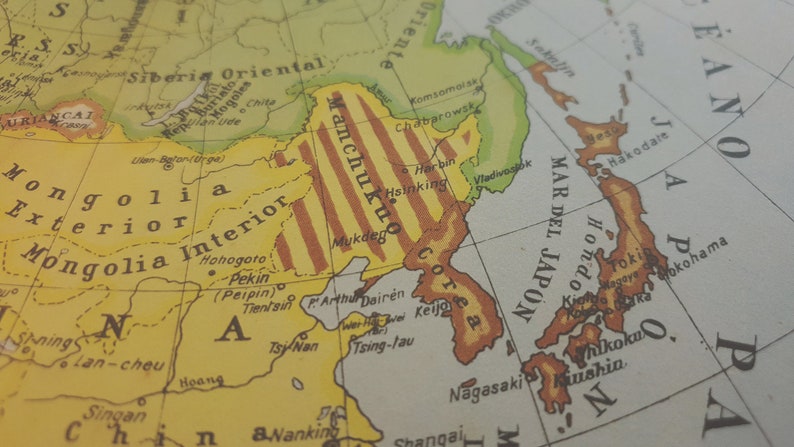 1950 Vintage Map of Asia - Etsy