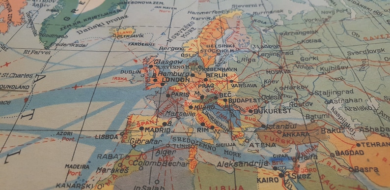 1958 Vintage World Map - Etsy