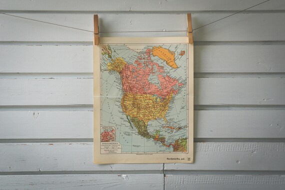 1936 Vintage North America Map | Etsy