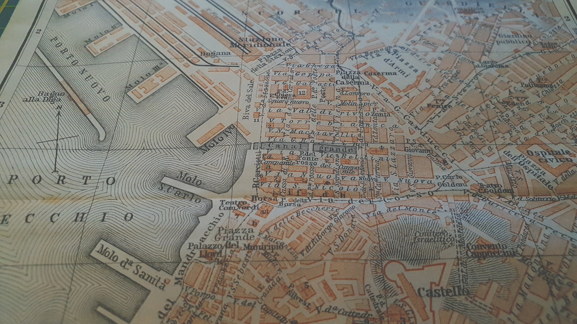 1911 Vintage Map of Trieste