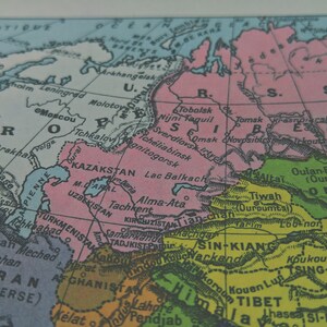 1956 Vintage Map of Asia - Etsy