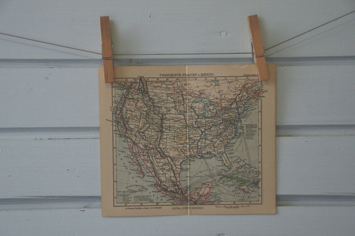 1893 Vintage USA Map | Etsy