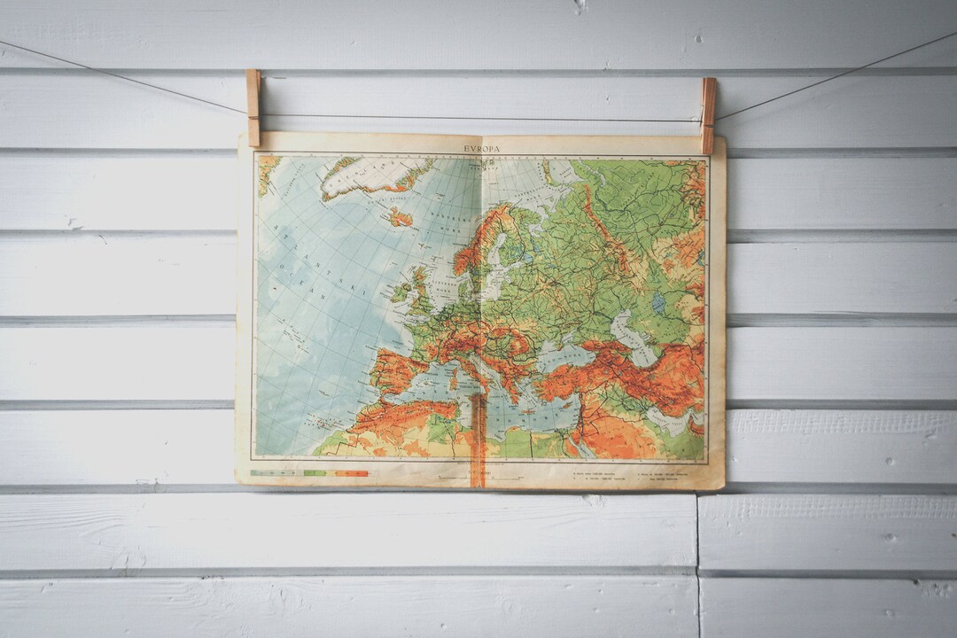 1952 Vintage Map of Europe - Etsy