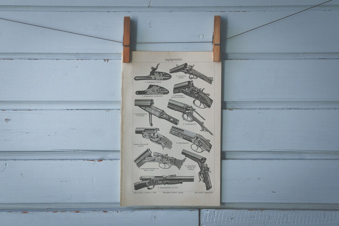 1907 Vintage Hunting Rifle Lithograph Illustration - Etsy