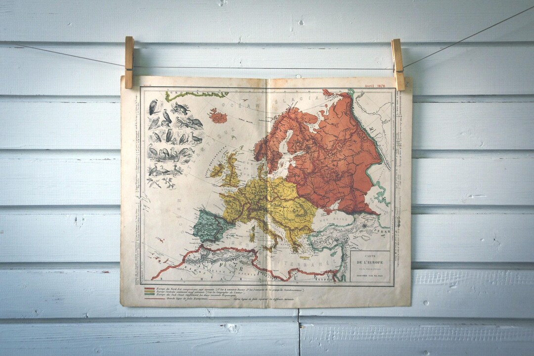 1877 Vintage Map of Europe - Etsy Australia