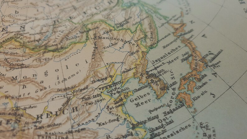 1893 Vintage Map of Asia | Etsy