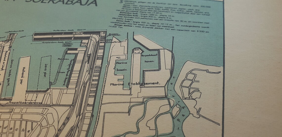1941 Vintage Jakarta & Surabaya Ports Map - Etsy