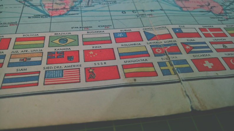 1959 Vintage World Map - Etsy