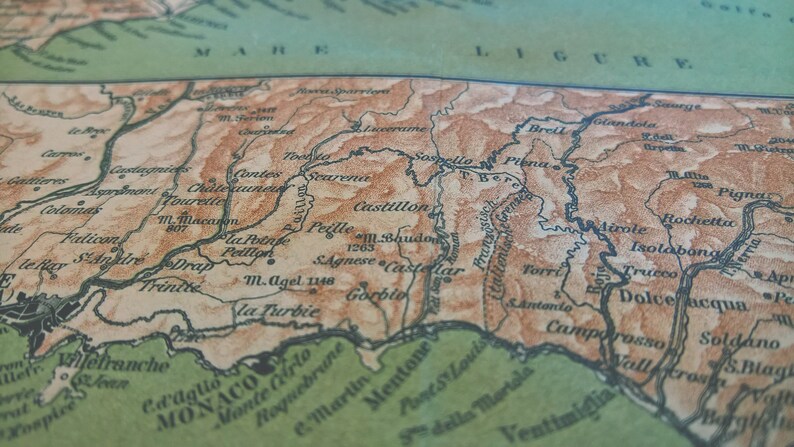 1892 Vintage Map of Ligurian Sea Riviera | Etsy