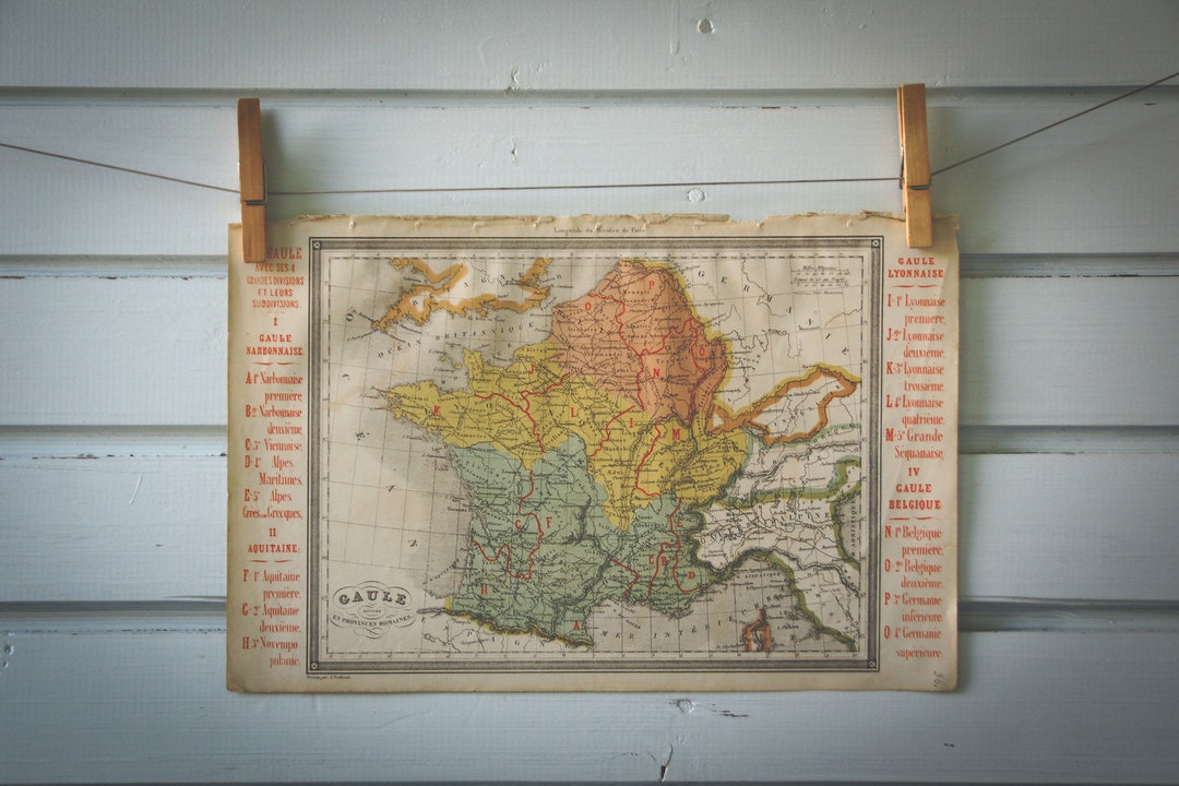 1877 Vintage Map of France in Classical Antiquity - Etsy