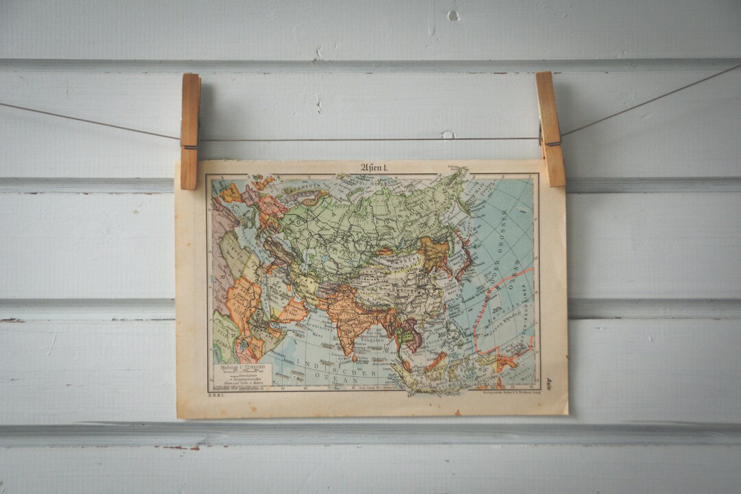 1936 Vintage Map of Asia - Etsy
