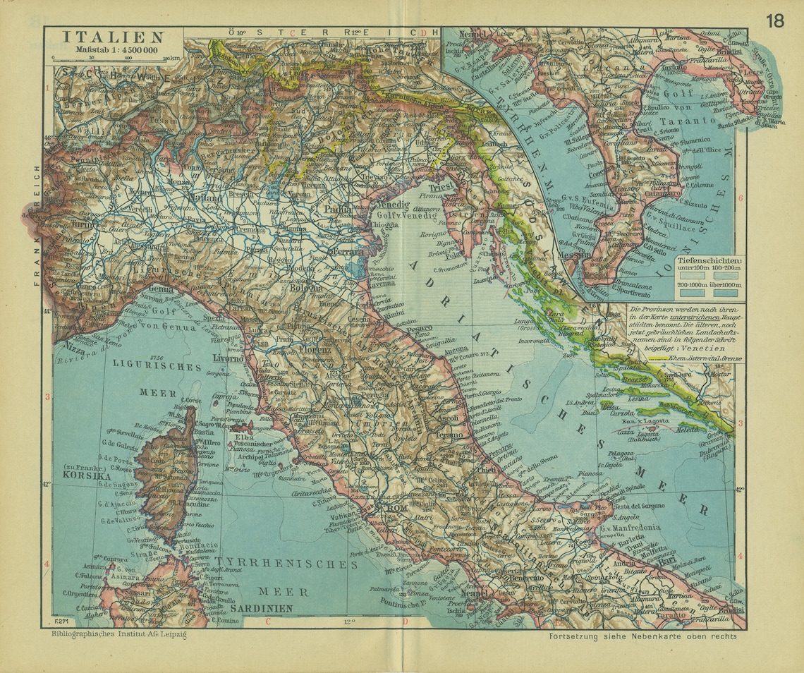 1936 Vintage Map of Italy - Etsy