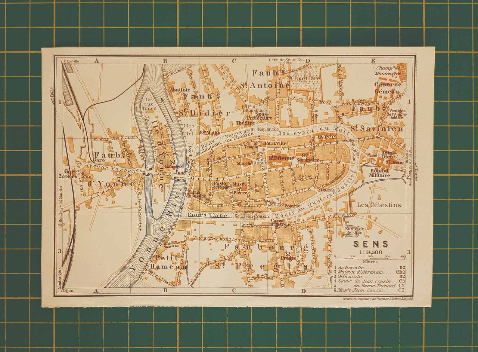 1908 Vintage Sens Map - Etsy
