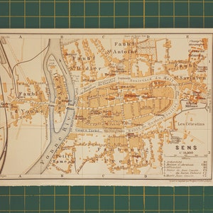 1908 Vintage Sens Map - Etsy