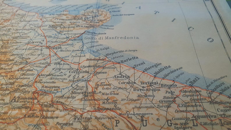 1911 Vintage Central Italy Map - Etsy