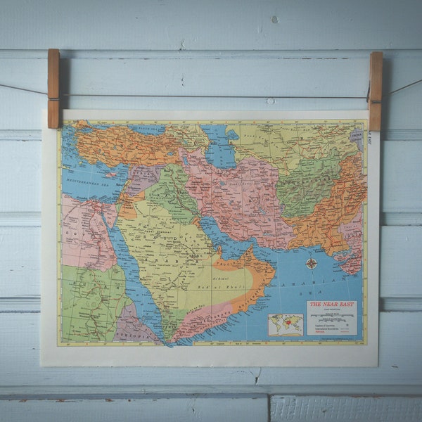 Middle East Map - Etsy