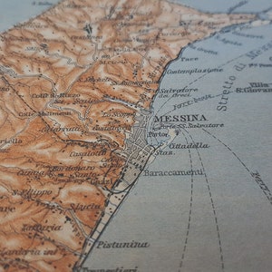 1909 Vintage Strait of Messina Map - Etsy