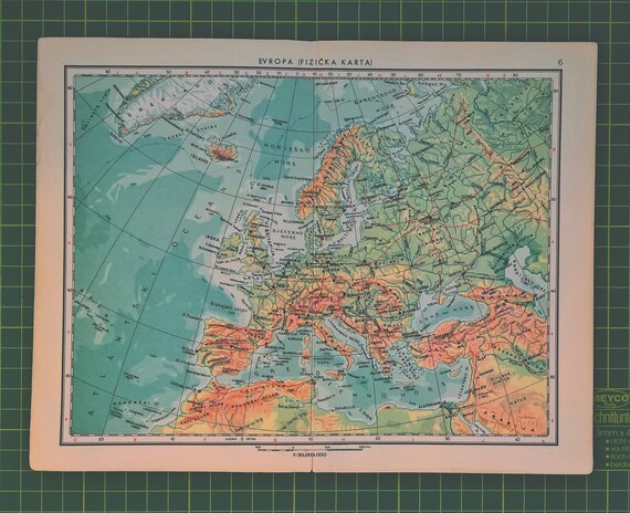 1959 Vintage Map of Europe Globes & Maps Home & Living etna.com.pe