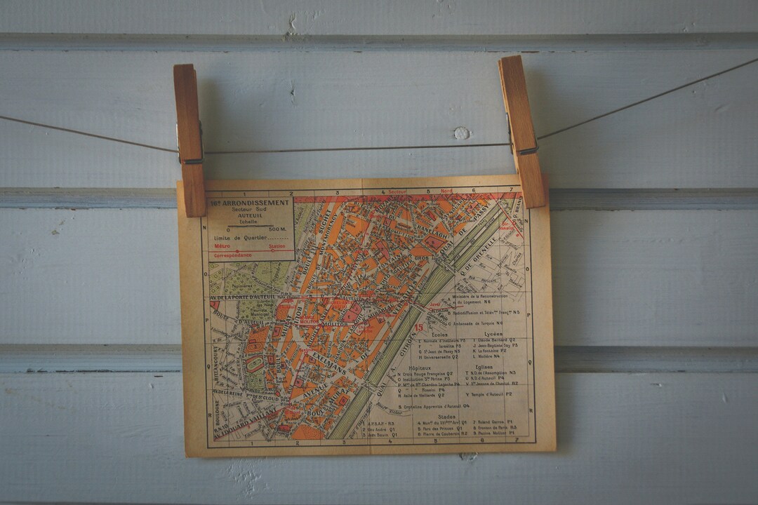 1950s Vintage Auteuil Map - Etsy